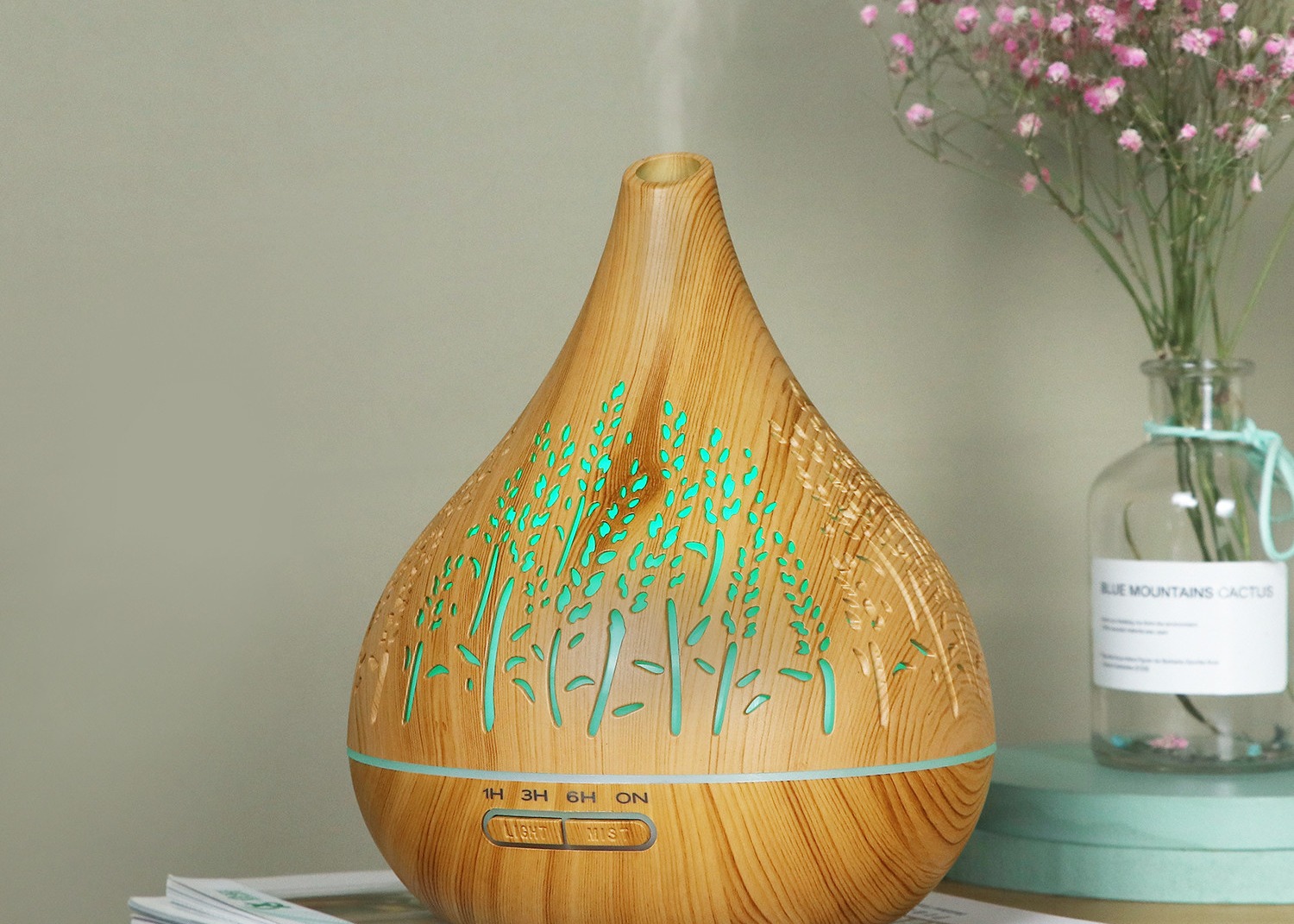 400ML Aromatherapy Cool Mist Humidifier Ultrasonic Bamboo Aroma ...